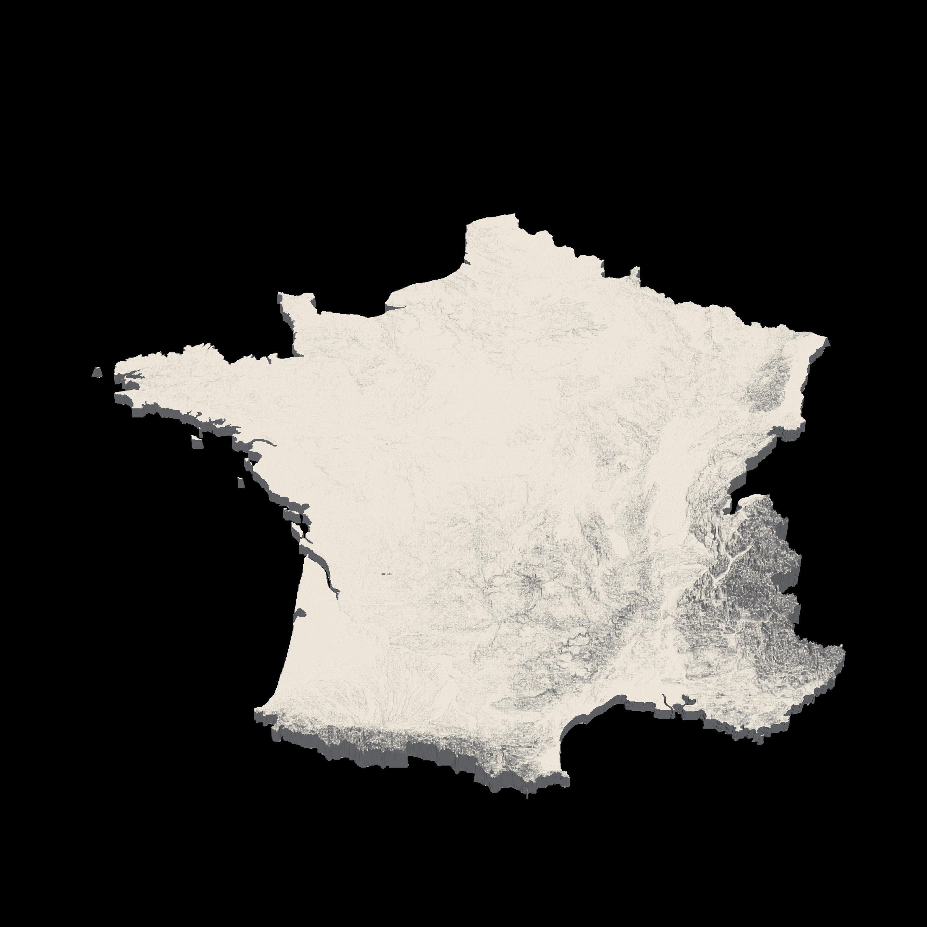 3D Topographical Relief Map of France CNC, 3D Print Terrain STL Model ...