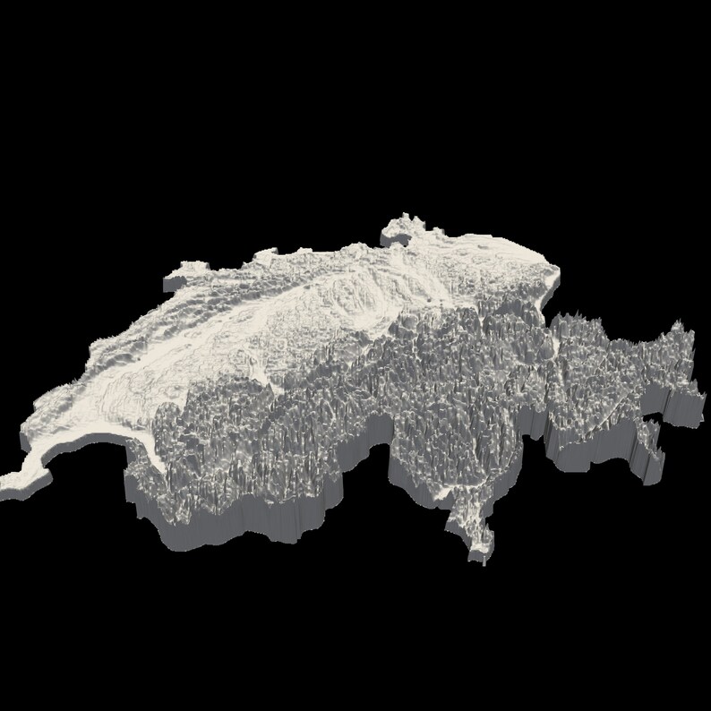3D Topographical Relief Map of Switzerland CNC, 3D Print Terrain STL ...