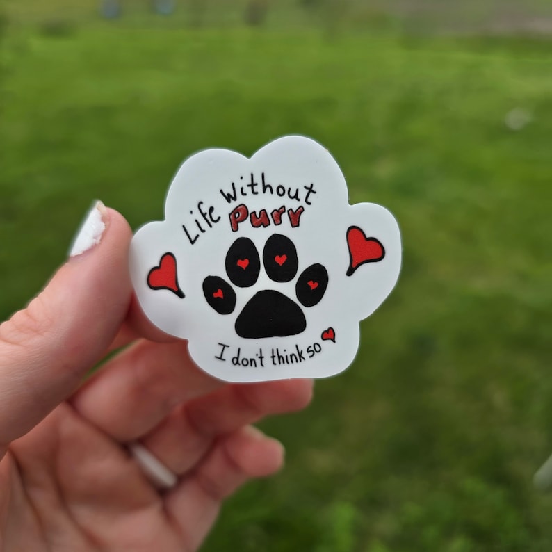 Hand Drawn Purr Paw Print Waterproof Sticker / Cat Lovers Decal / Paw ...