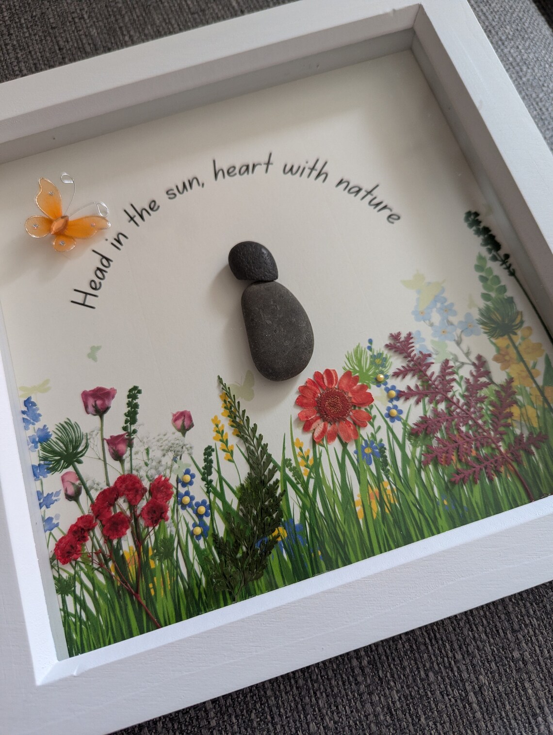Head in the Sun, Heart With Nature Pebble Picture - Etsy UK