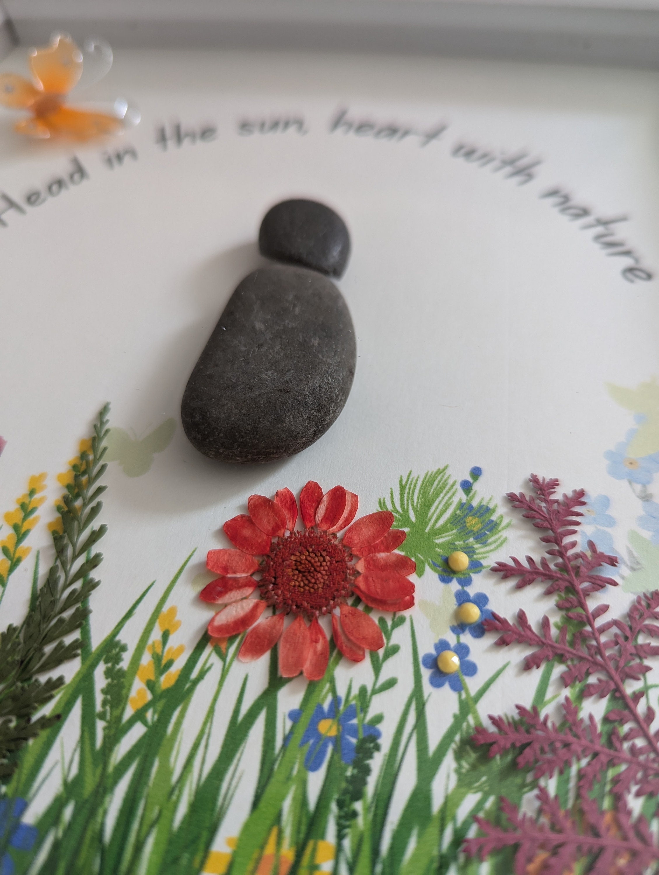Head in the Sun, Heart With Nature Pebble Picture - Etsy UK