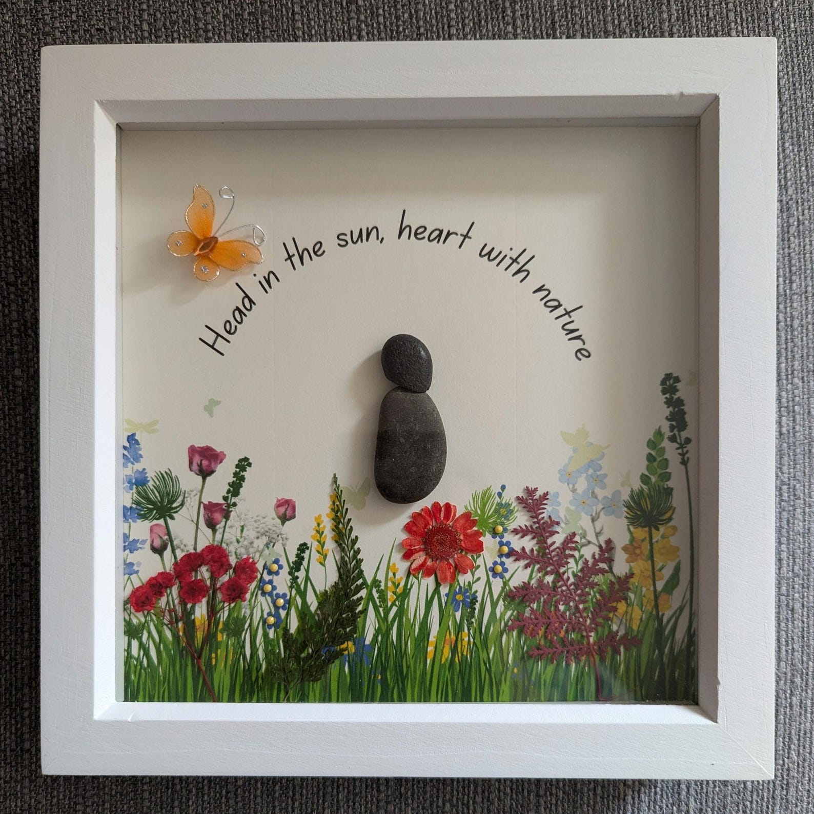 Head in the Sun, Heart With Nature Pebble Picture - Etsy UK