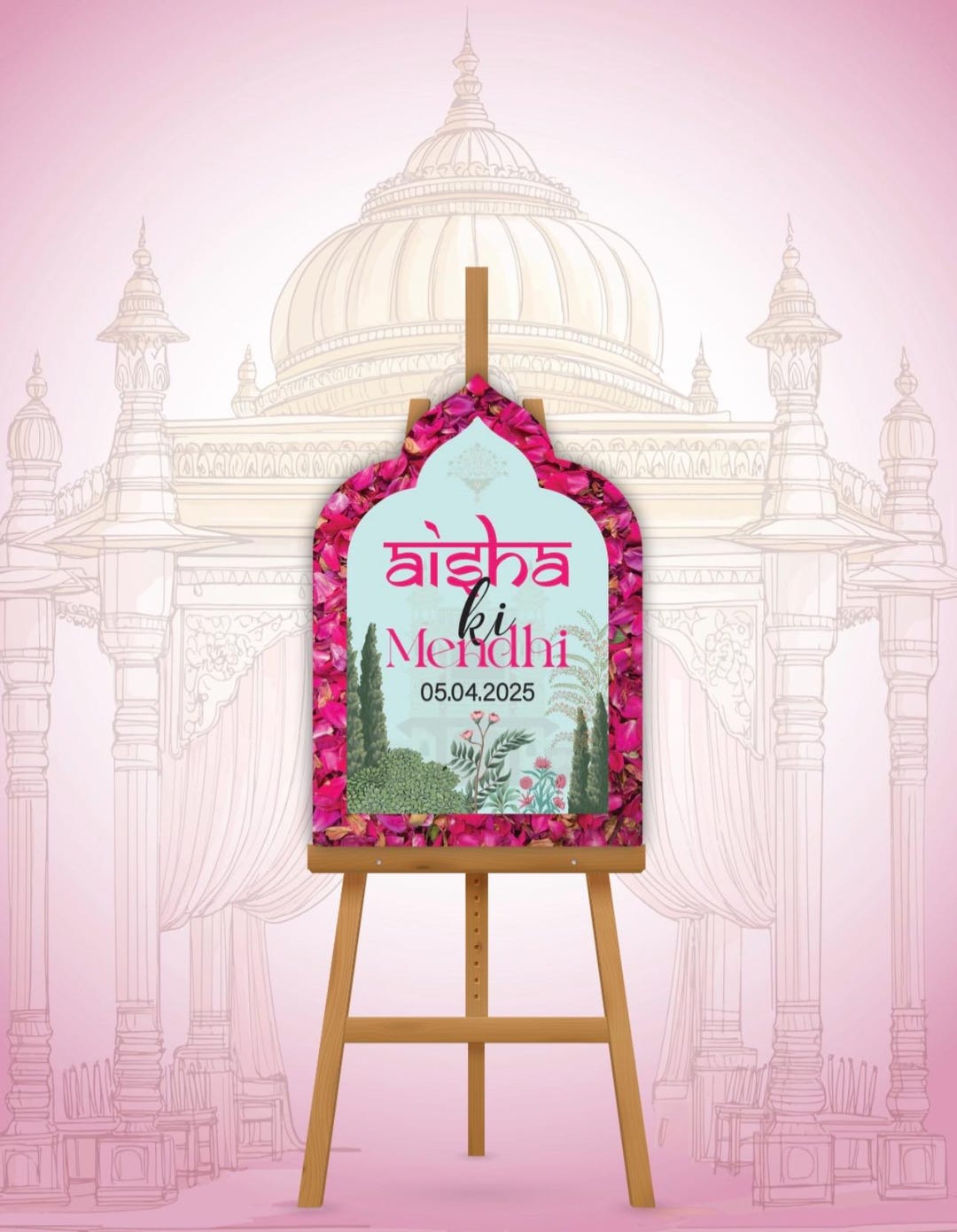 Mehndi Welcome Sign | Dholki | Arch Mehndi Board | Pink Mehndi | Desi ...