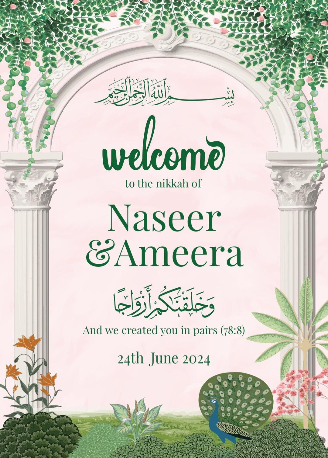 Mughal Welcome Signs | Nikah Welcome Signs | Nikaah| Islamic Nikkah ...