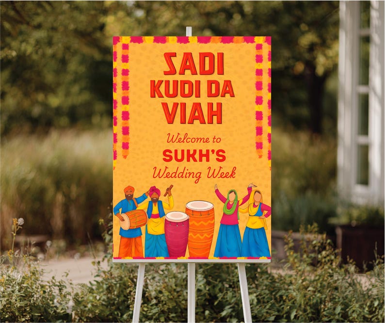 Personalized Punjabi Wedding Welcome Sign: Mehndi Decor - Etsy