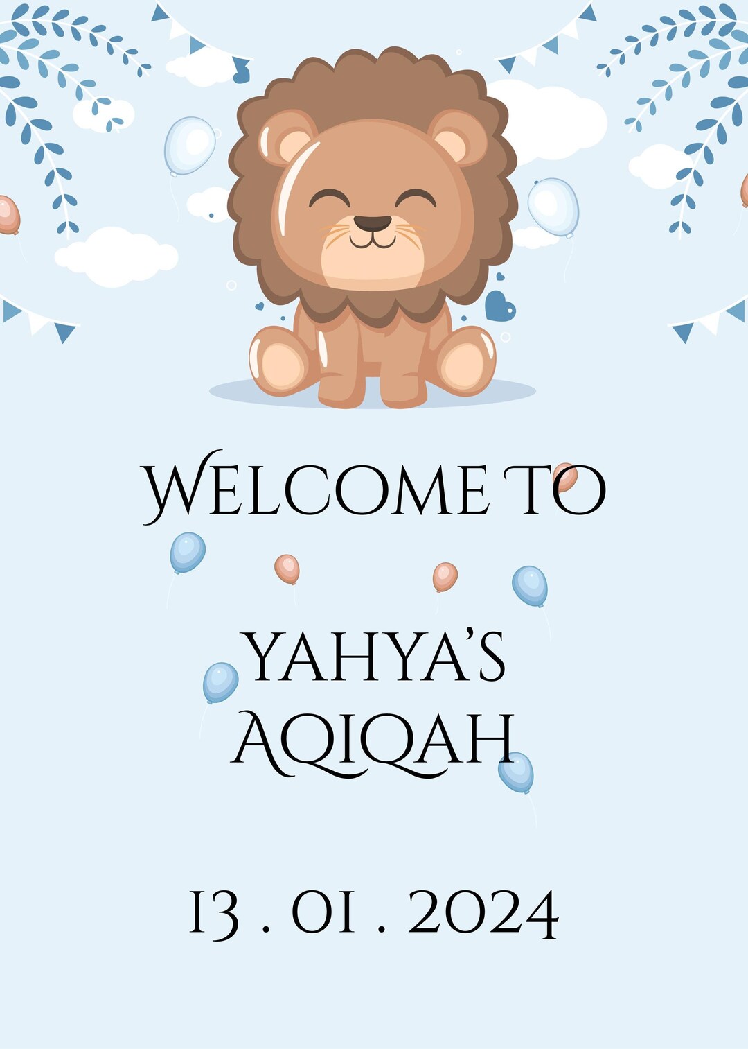 Aqiqa Aqiqa Welcome Signs Aqiqa Decor Muslim Cartoon Aqiqah Vibrant ...