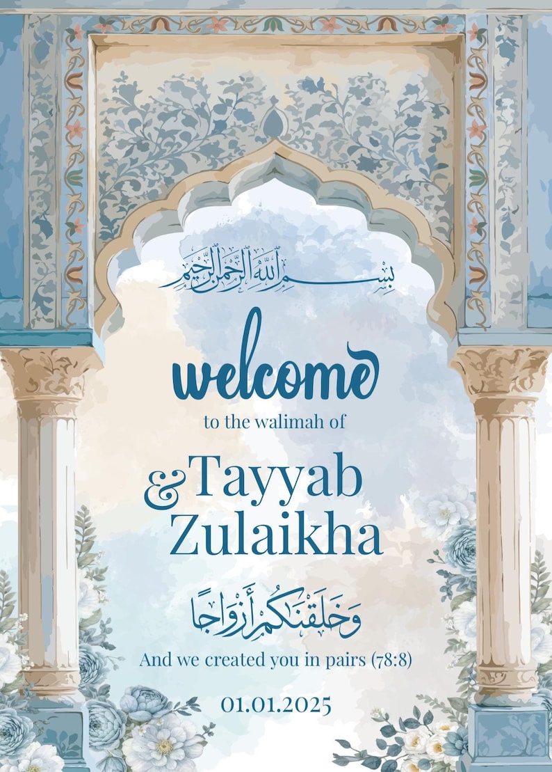 Blue Mughal Welcome Signs, Majestic Signs | Colourful Nikah Welcome ...