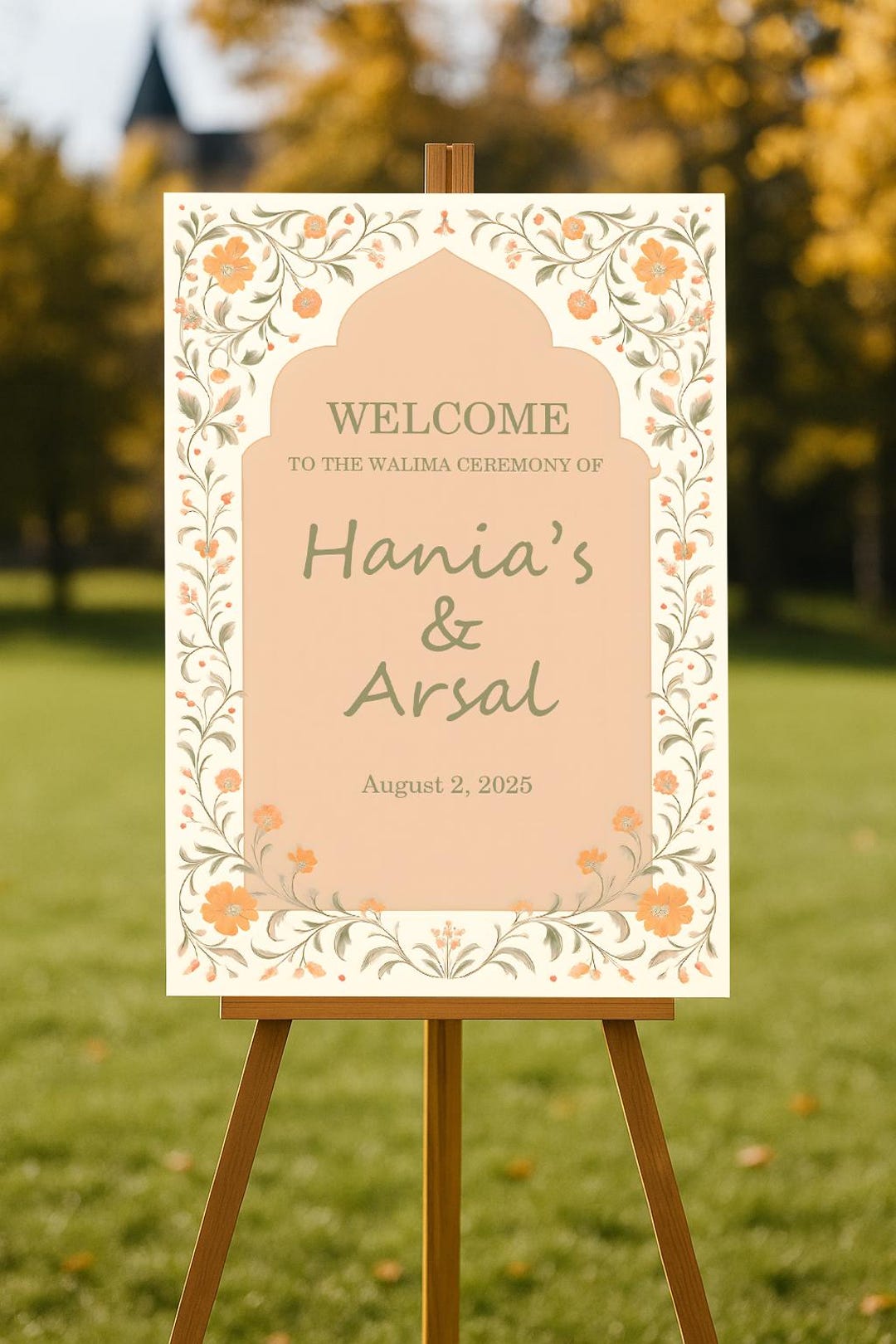 Walima Welcome Sign: Custom Floral Wedding Reception Decor - Etsy