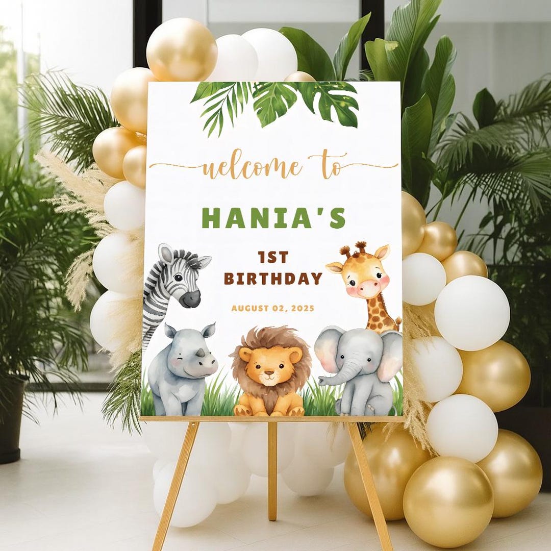 Wild One Safari Birthday Welcome Sign: Jungle Theme Party Decor - Etsy