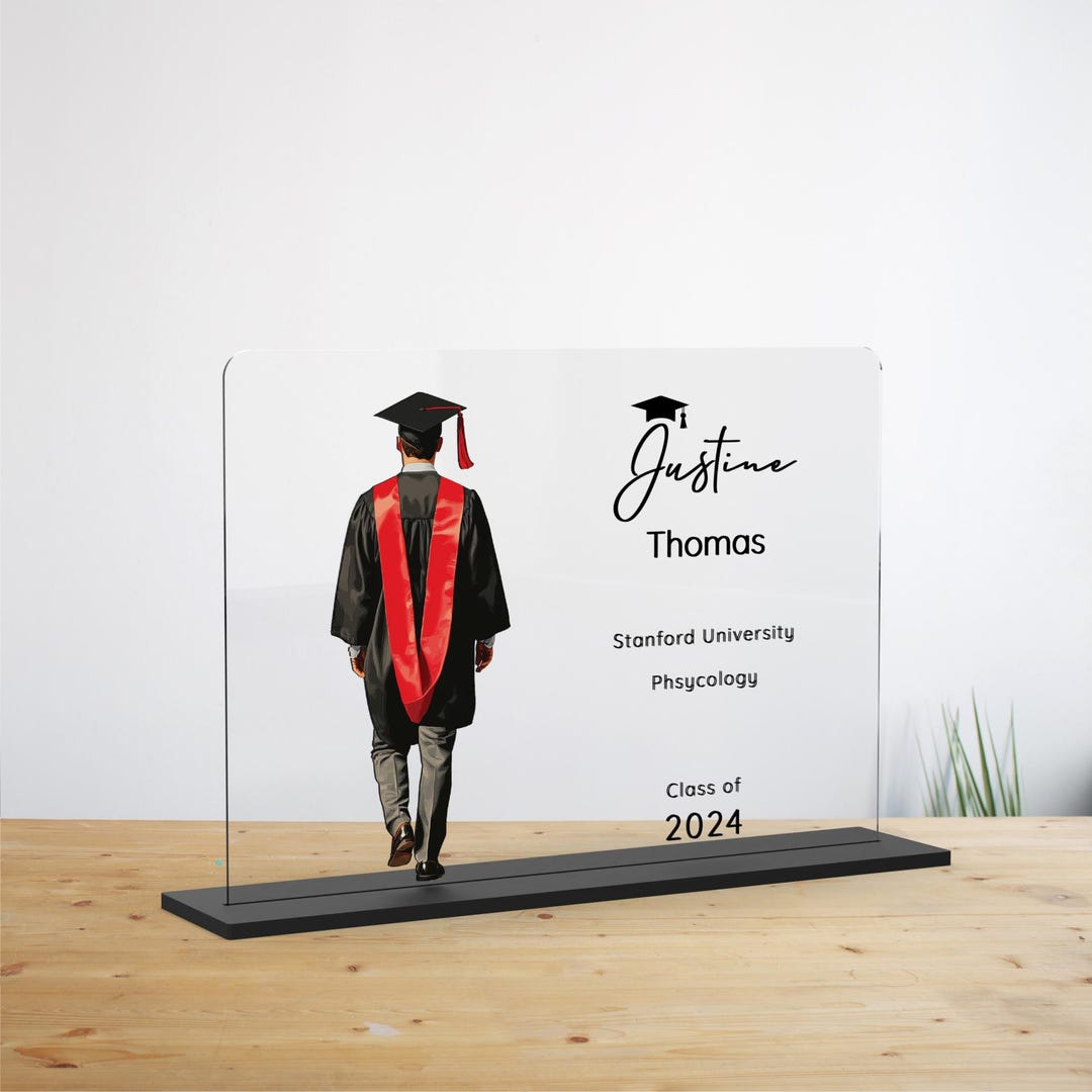 Red Sash Graduation Plaque for Him | Custom Acrylic Class of 2024 ...