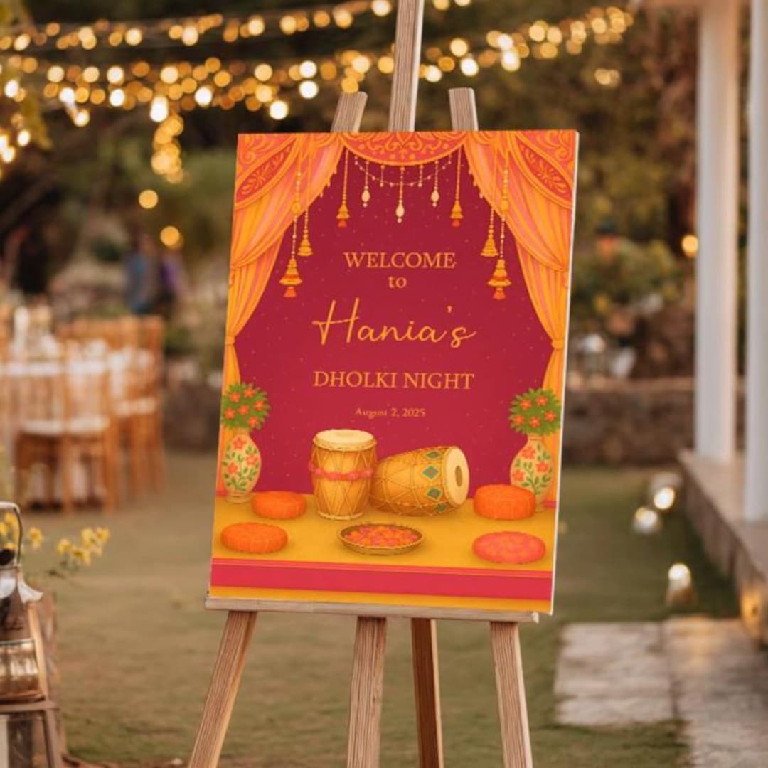 Cultural Dholki Night Welcome Sign for Celebrations - Etsy UK