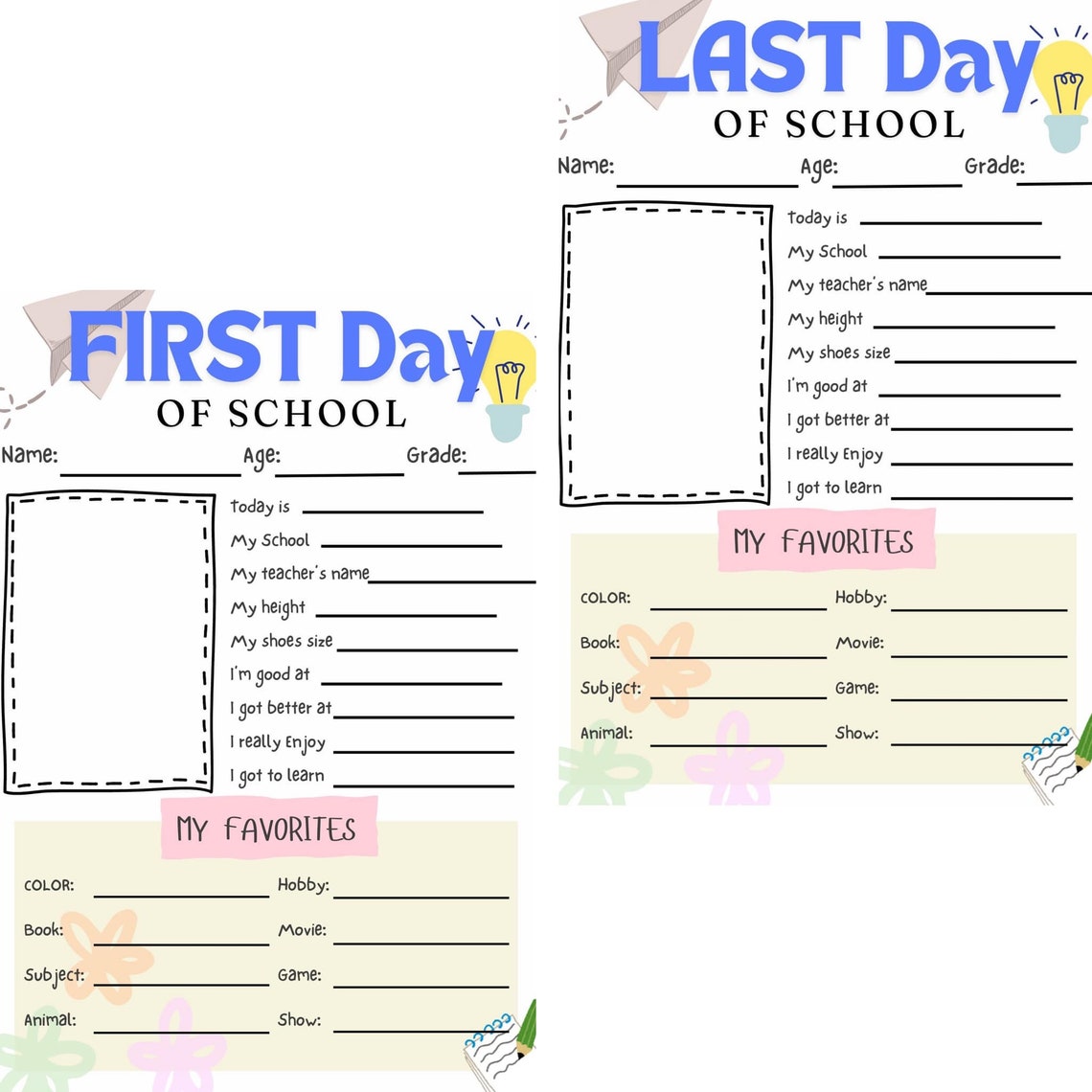 Back to School Printable, Back to School Questionnaire, School ...