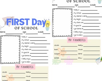 Back to School Printable, Back to School Questionnaire, First Day of ...