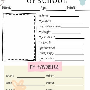 Back to School Printable, Back to School Questionnaire, School ...