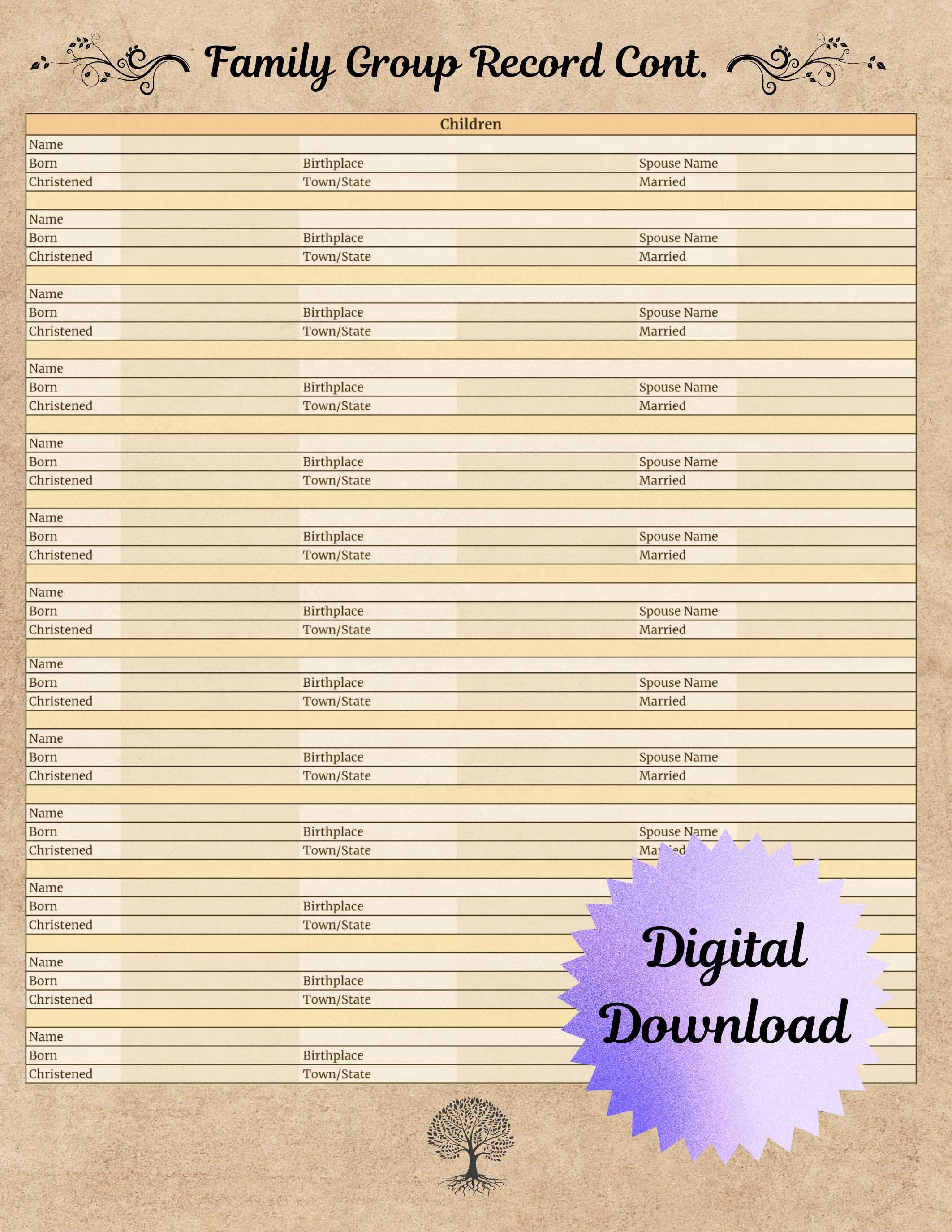 Family Group Record - Printable - Editable PDF - Etsy