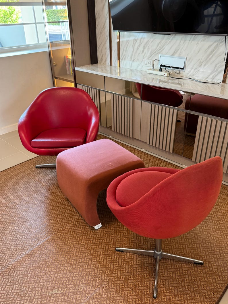 Vintage Pod Chair Mid Century Modern Space Age Red Swivel Chair 60s 70s ...