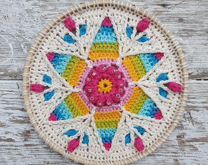 PATTERN , Crocheted Mandala , Rainbow Bright Color Mandala Pattern ...