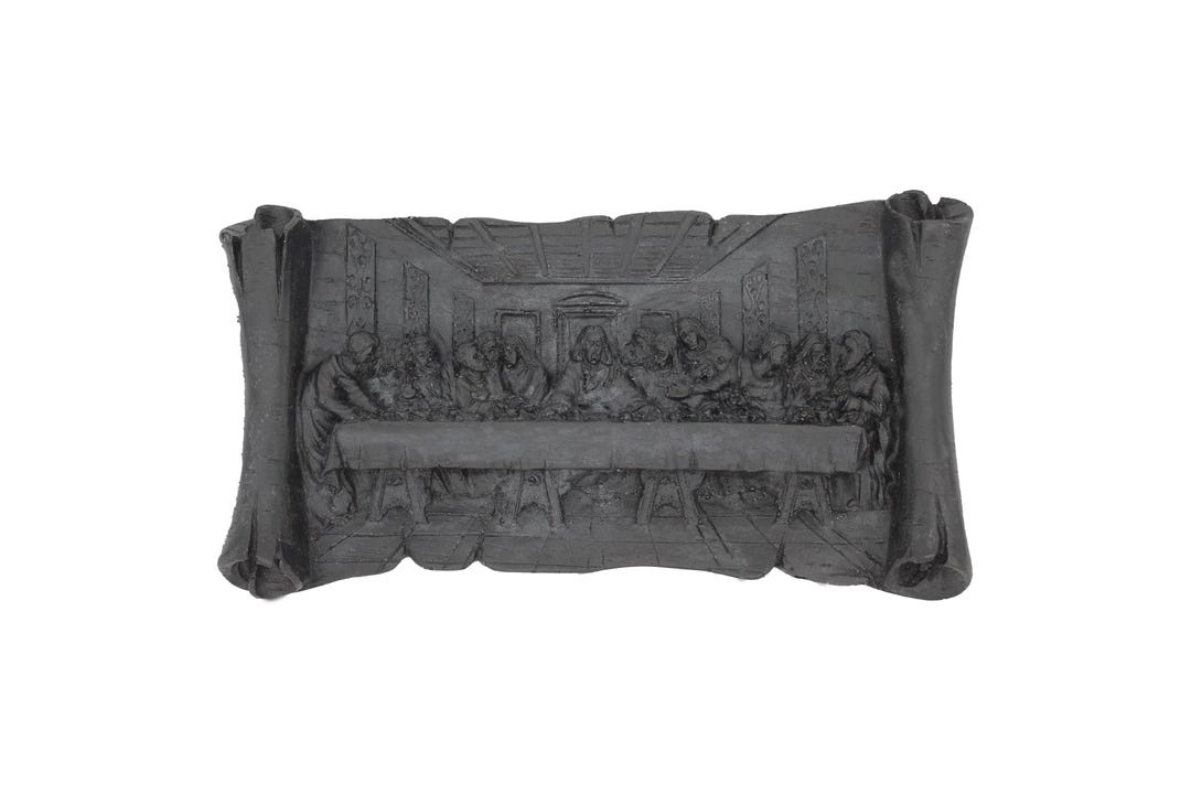 The Last Supper Scroll Wall Art Handmade Religious Decor in Black Resin ...