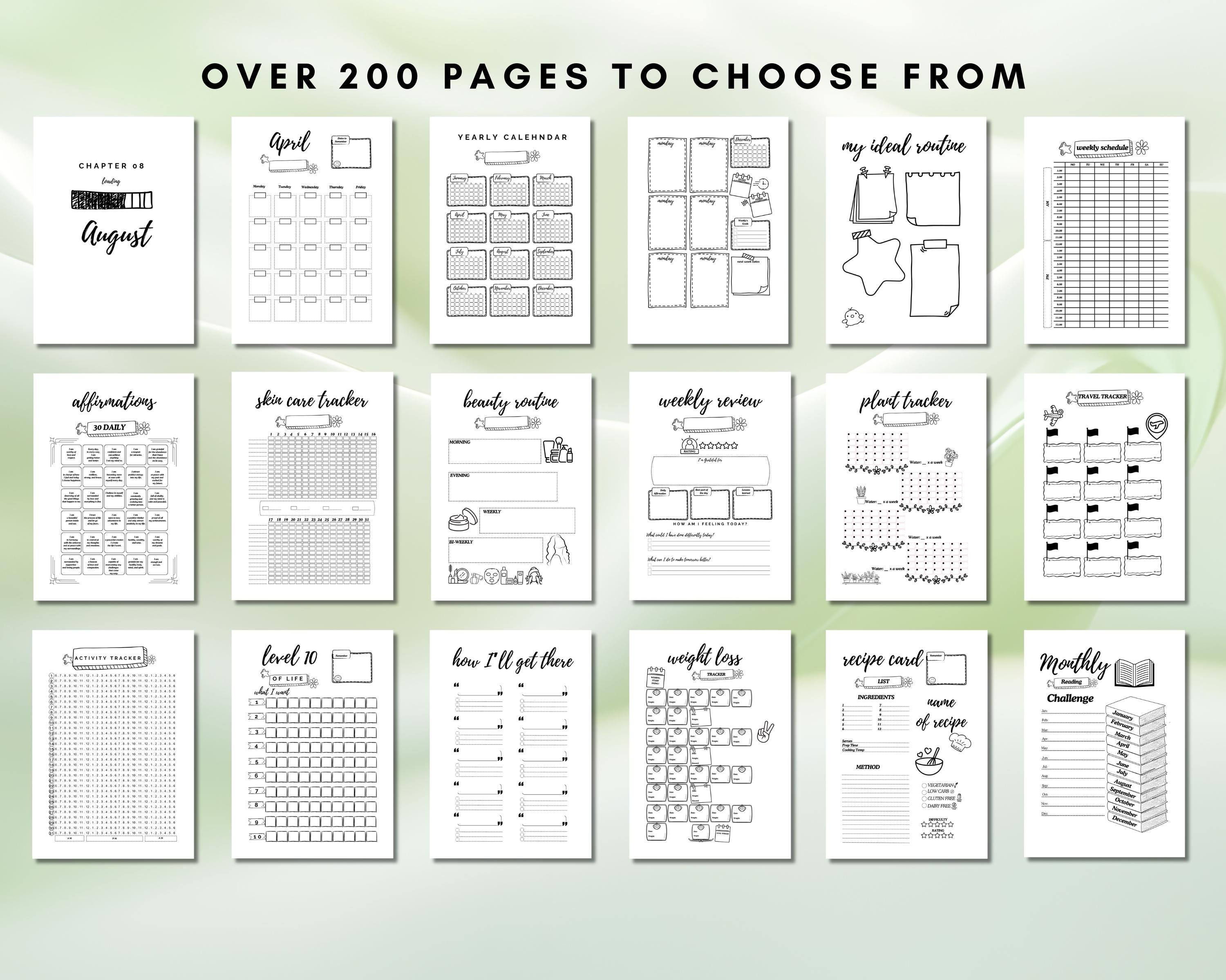 Bullet Journal PDF Printable Digital Planner Undated Monthly & Weekly ...