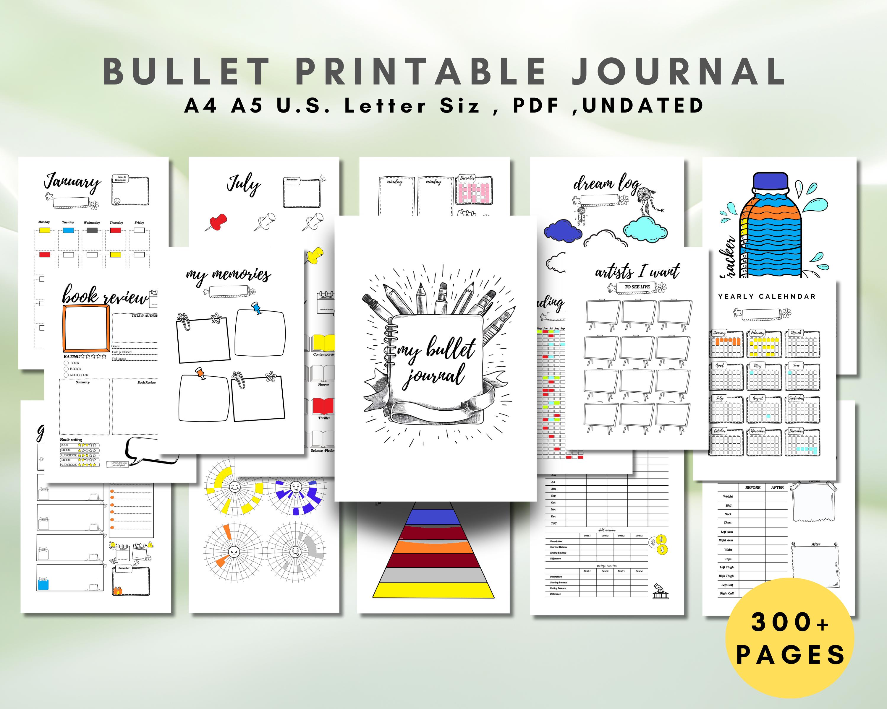 Bullet Journal PDF Printable Digital Planner Undated Monthly & Weekly ...