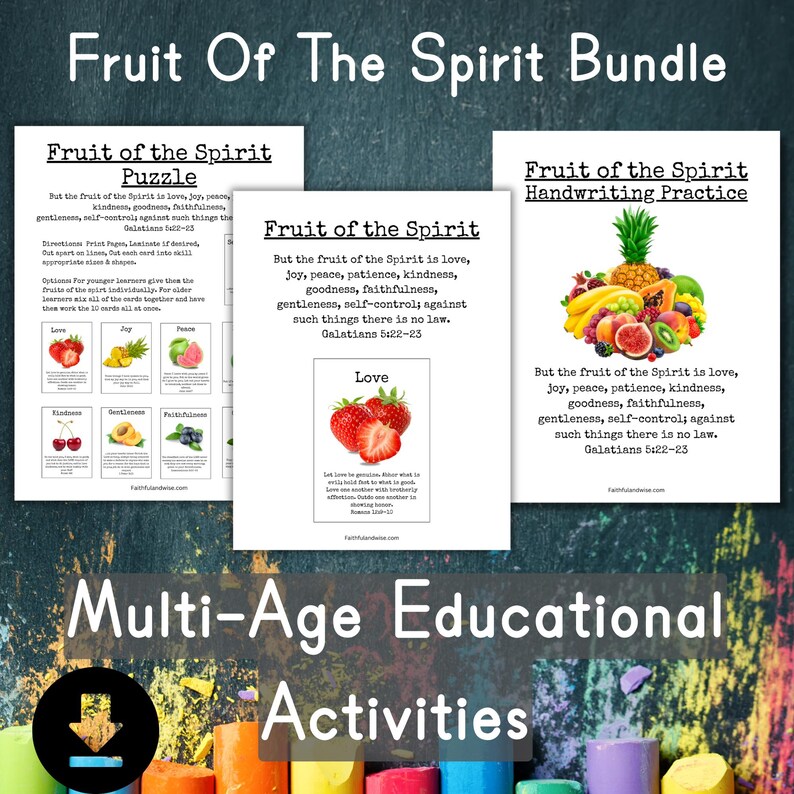Fruit of the Spirit BUNDLE | Handwriting PUZZLE Scripture Printable ...