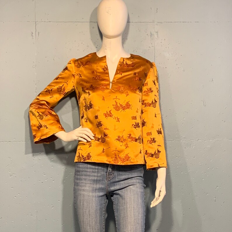 70s Cropped Tunic Asian Inspired Embroidered Silk Blend | Etsy