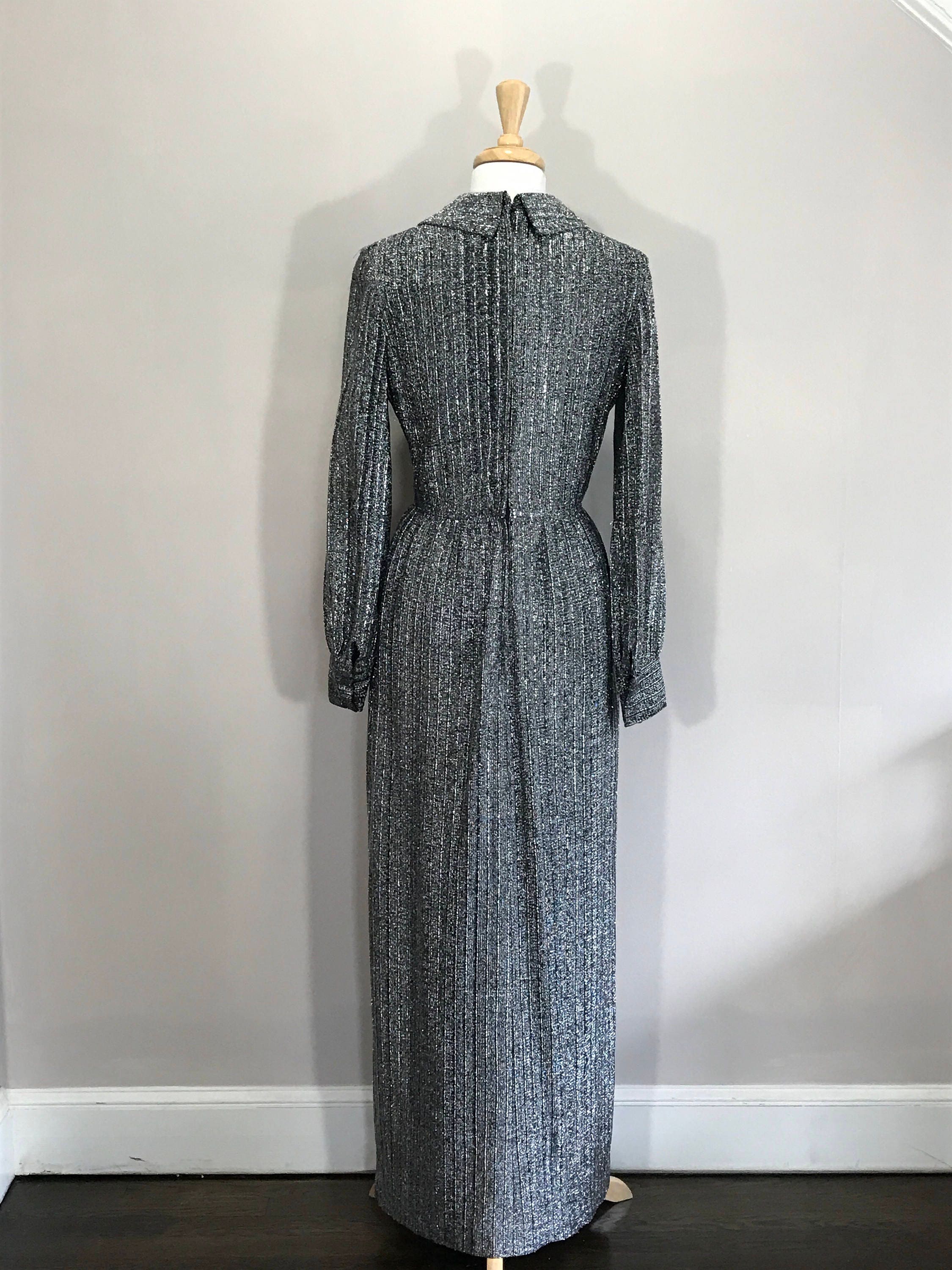 60S silver metallic maxi ball gown retro ball gown silver | Etsy