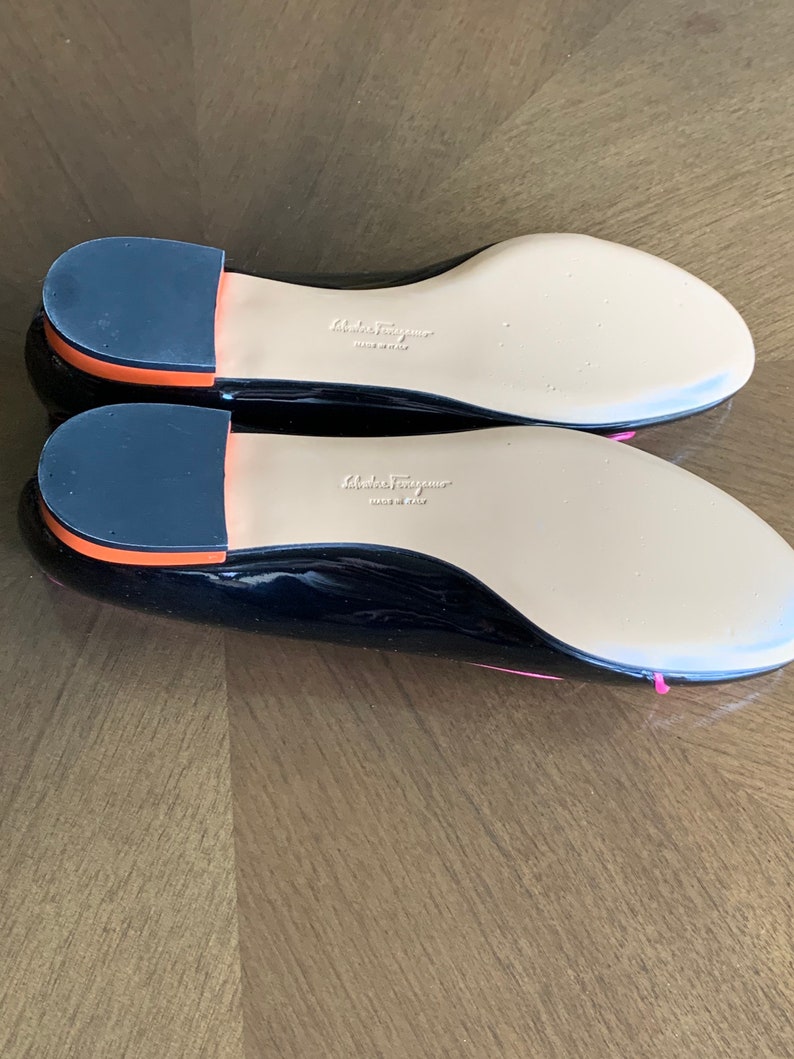 80s Patent Leather Faragaom Black Patent Flats Salvatore Ferragamo ...