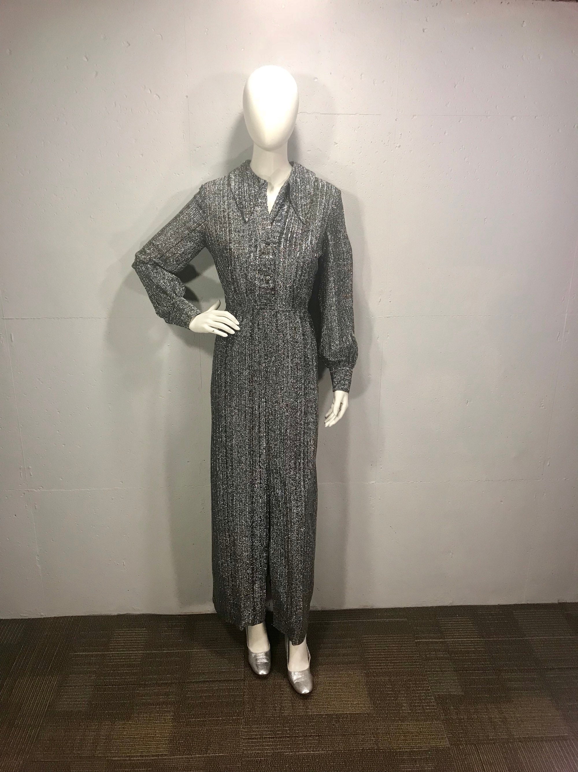 60S silver metallic maxi ball gown retro ball gown silver | Etsy