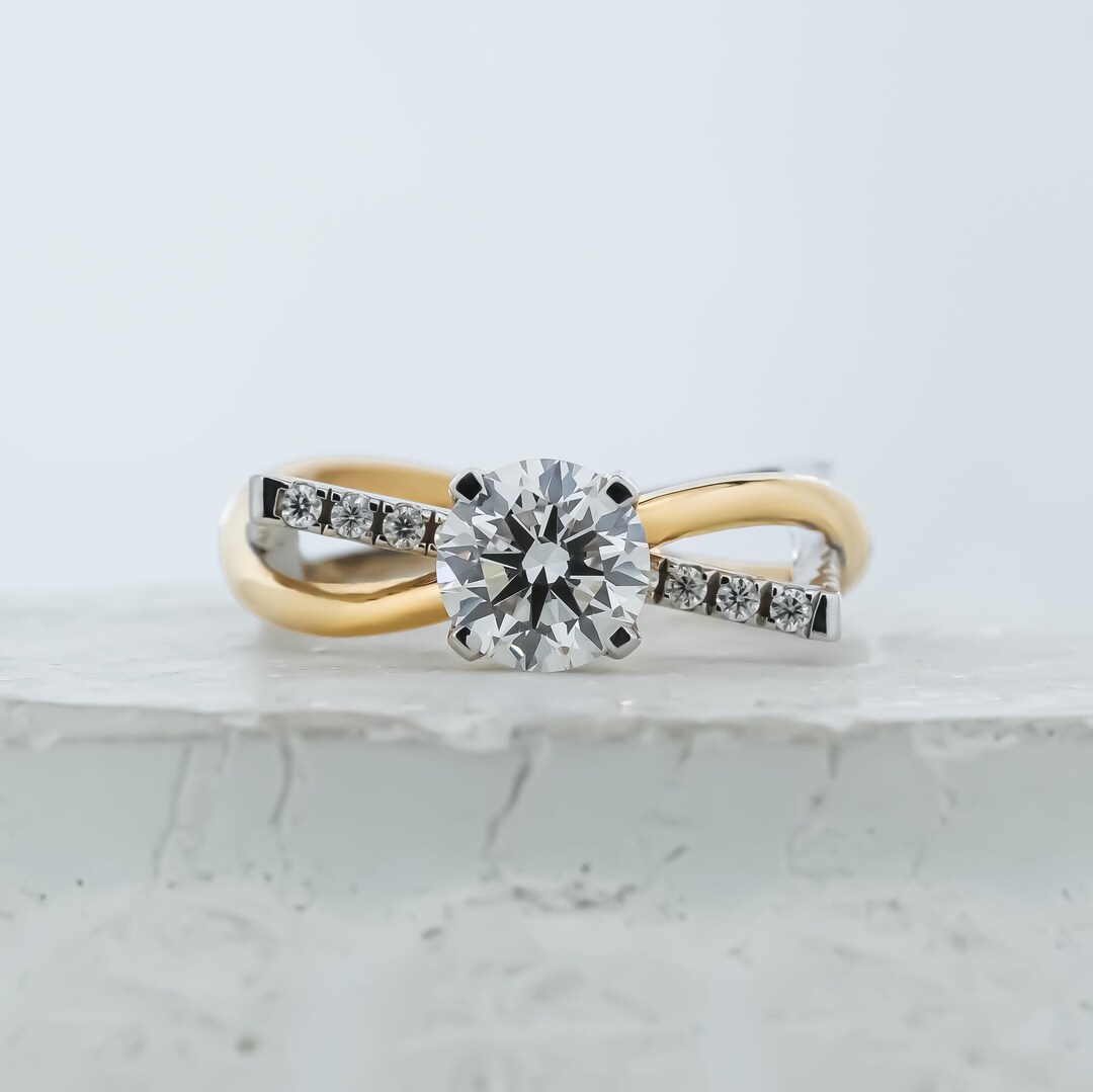 14K Gold Two-tone Infinity Round Cut Diamond Ring | Lab Grown Diamond ...