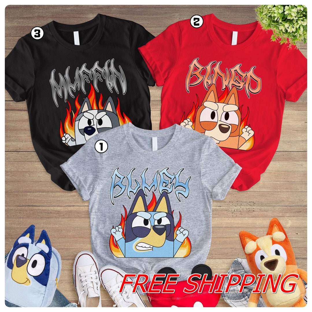 Bluey Bingo Muffin Metal Style, Bluey Heeler Shirt, Bluey Metal Shirt ...