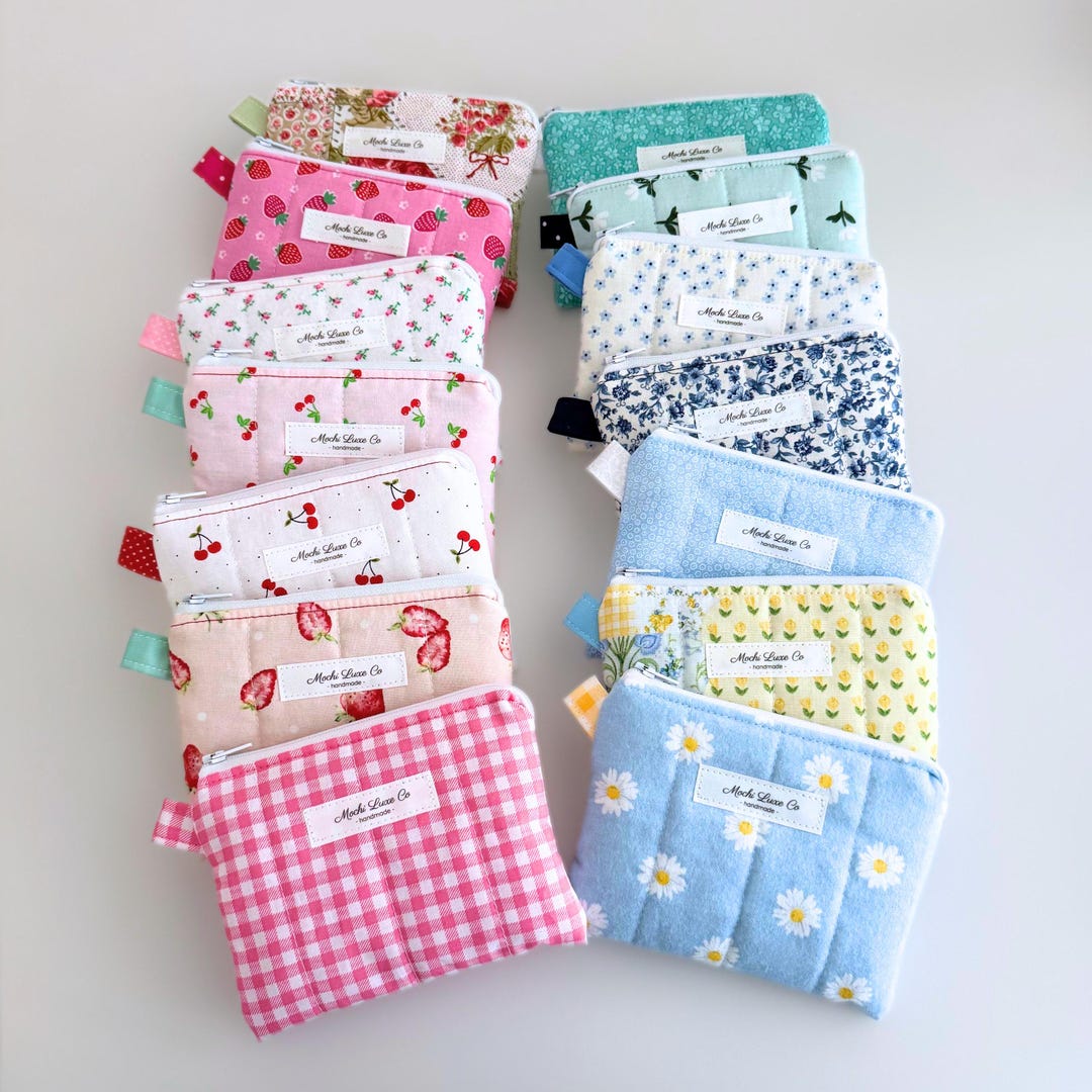 Mini Wallet W/ Pocket, Cute Quilted Aesthetic Zipper Pouch, Floral ...