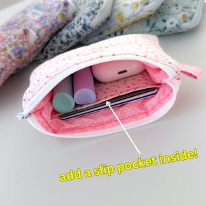 Mini Wallet W/ Pocket, Cute Quilted Aesthetic Zipper Pouch, Floral ...