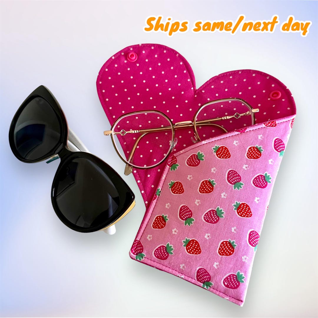 Cute Heart Glasses Case Soft Sunglasses Case Strawberry Eyeglasses ...