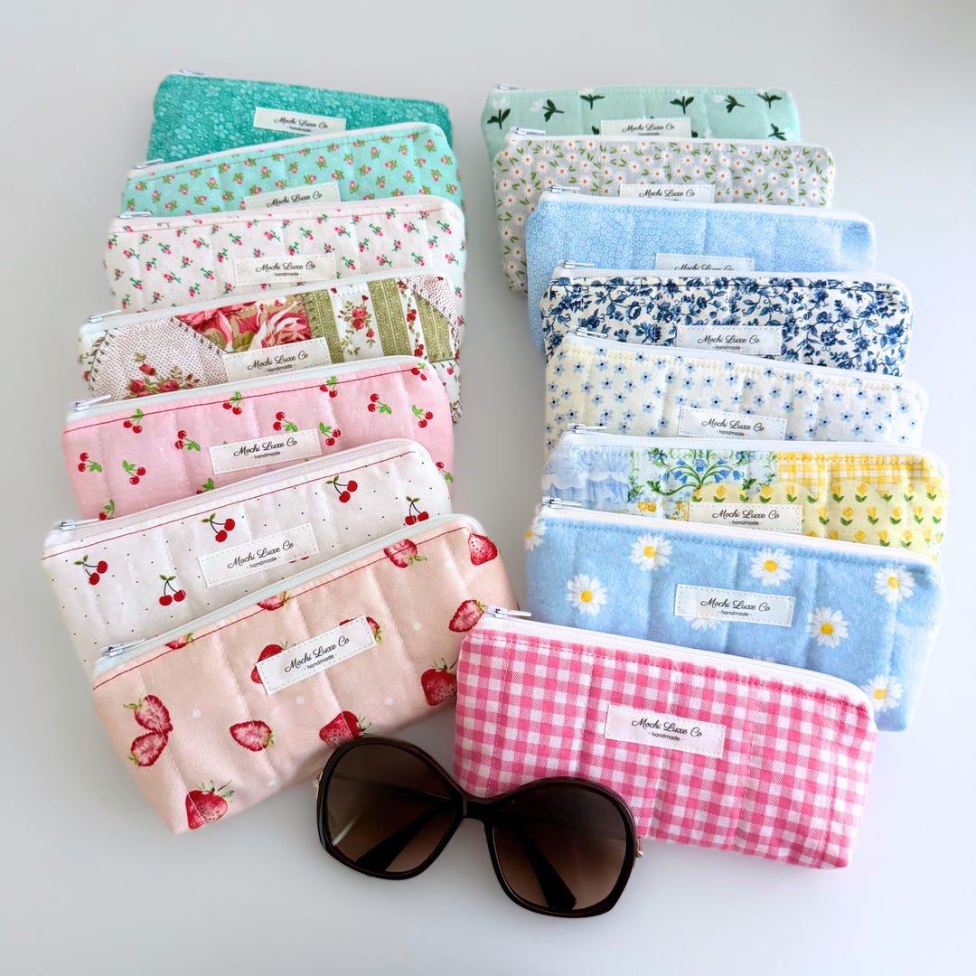 Cute Glasses Case, Quilted Sunglasses Pouch, Floral Fruit Zipper Pouch ...