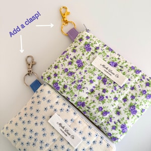 Mini Wallet W/ Pocket, Cute Quilted Aesthetic Zipper Pouch, Floral ...
