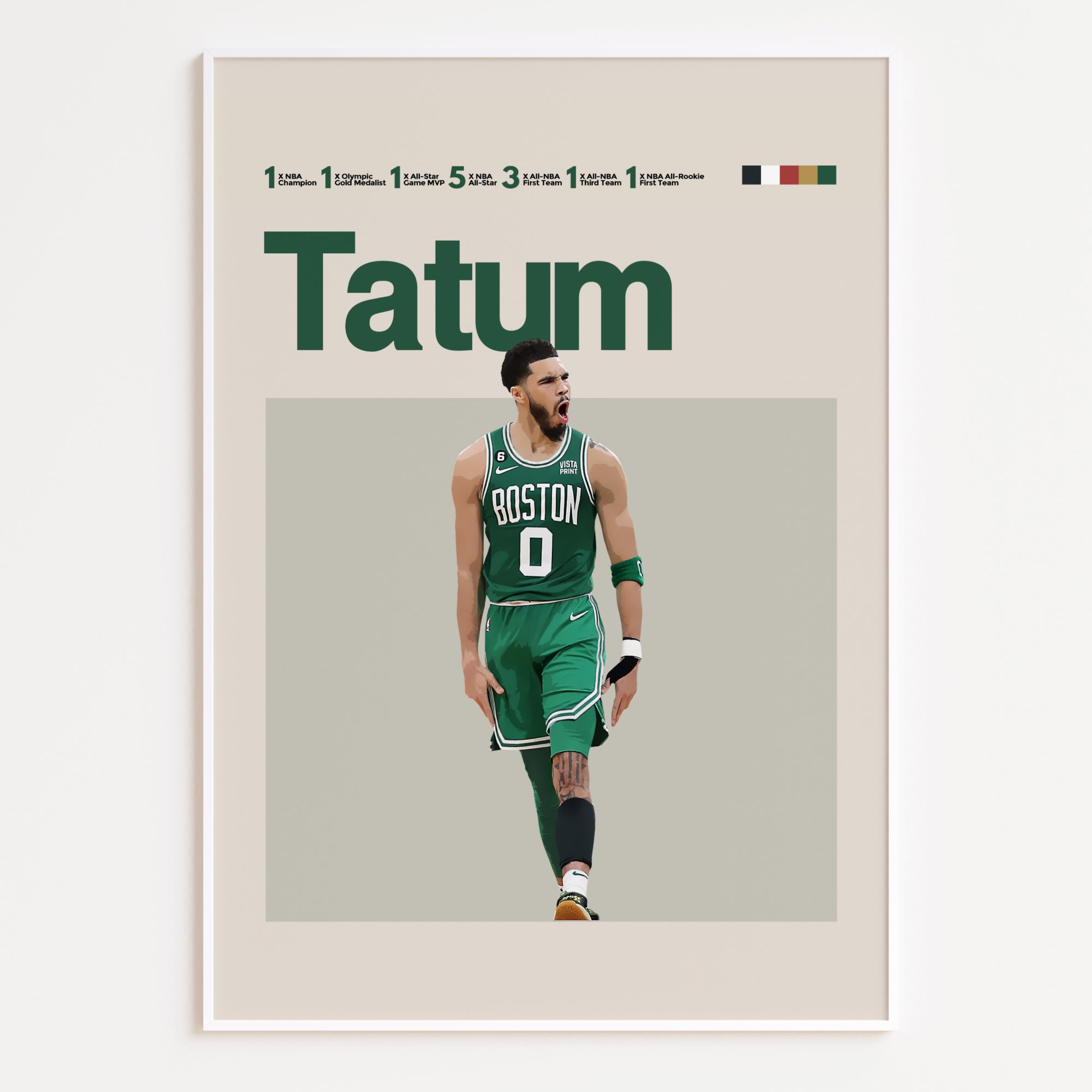 Jayson Tatum Poster, Boston Celtics NBA Poster, Minimalist, Helvetica ...