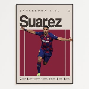 Luis Suárez Poster, Football Poster, Minimalist, Helvetica, Mid-century ...
