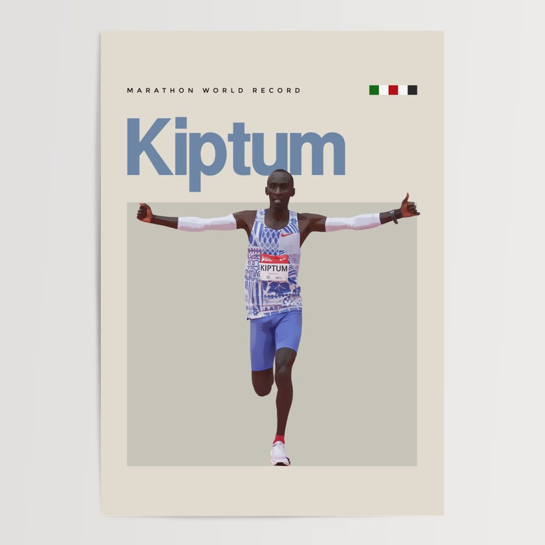 Kelvin Kiptum Poster, Running Poster, Minimalist, Helvetica, Mid ...