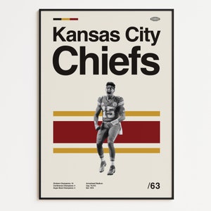 Kansas City Chiefs Poster, Minimalist, Helvetica, Mid-century Modern ...