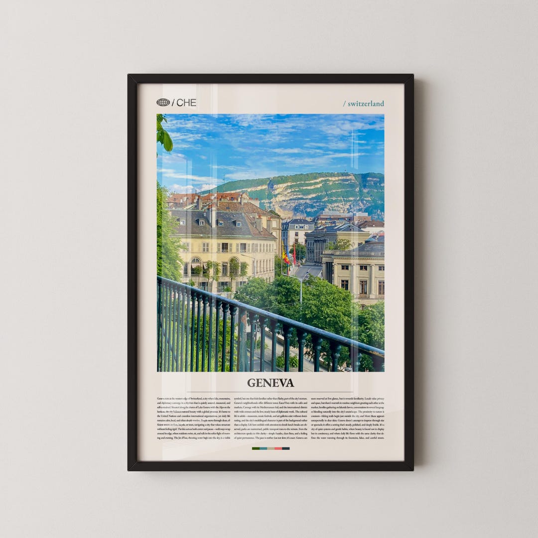 Geneva Switzerland Wall Art, Lakeside Cityscape and Alps Print, Geneva ...