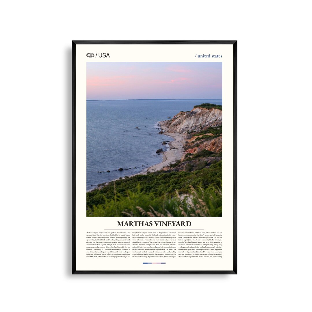 Martha's Vineyard Massachusetts Wall Art, Coastal Island Landscape ...