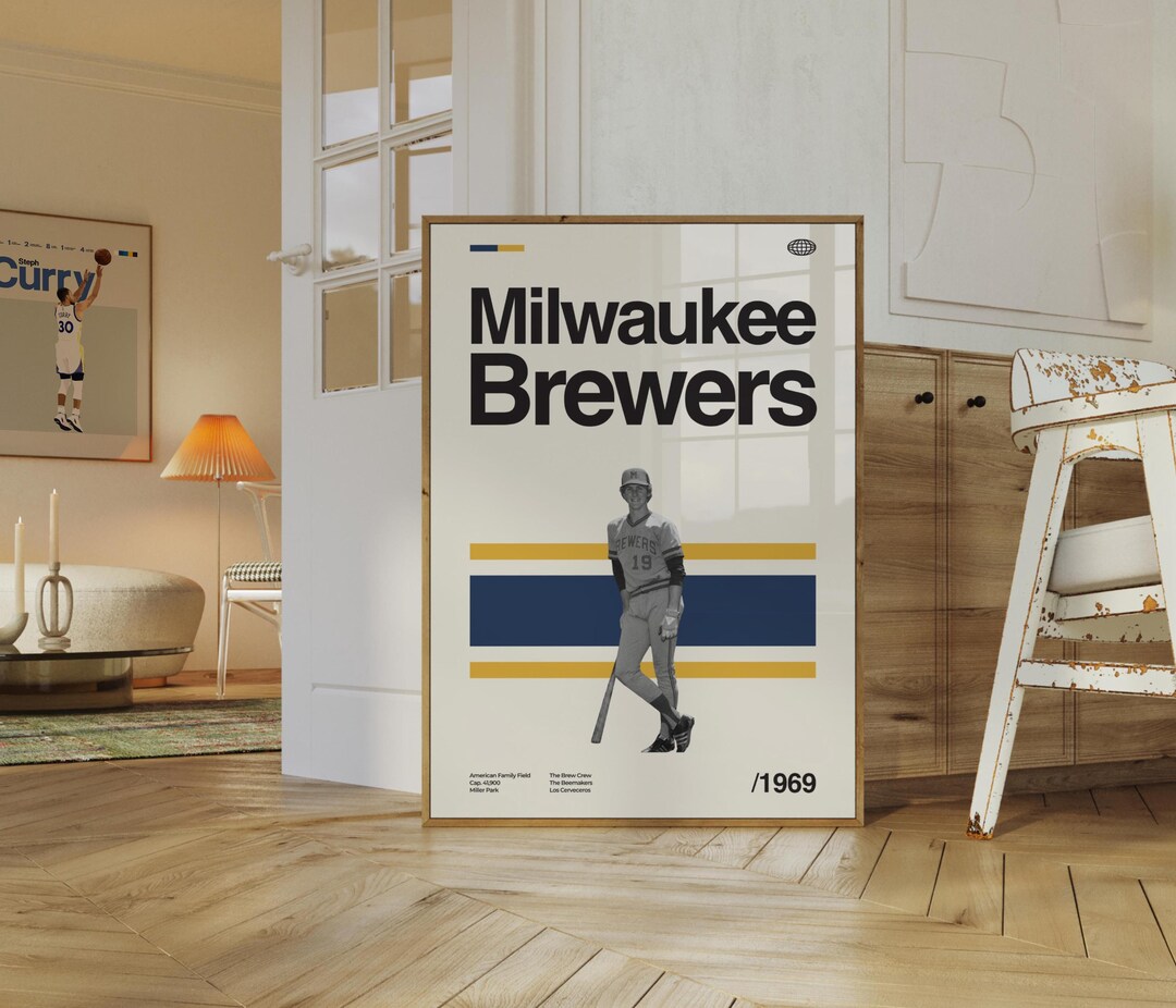 Milwaukee Brewers Poster, Minimalist, Helvetica, Mid-century Modern ...
