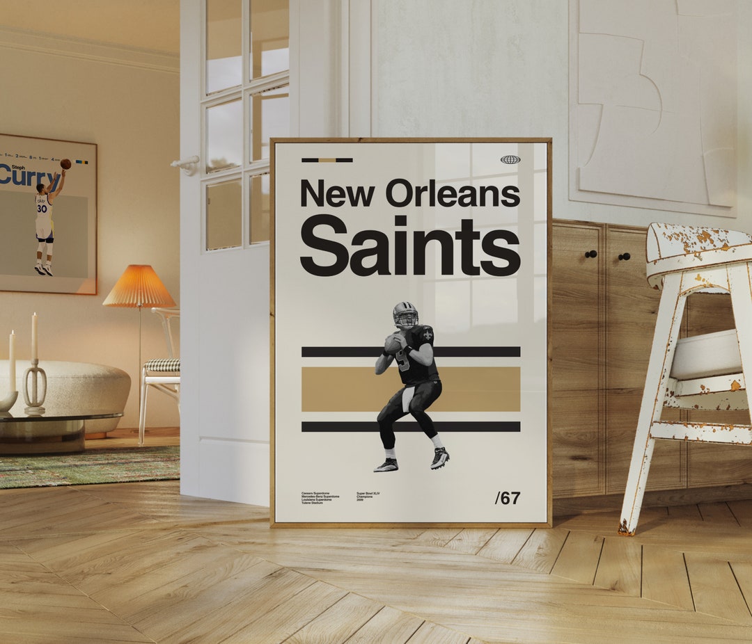 New Orleans Saints Poster, Minimalist, Helvetica, Mid-century Modern ...