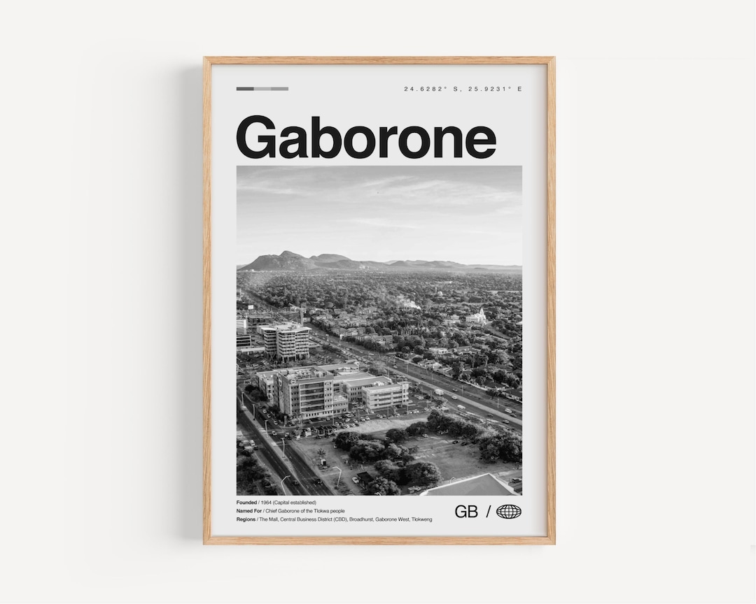 Gaborone Print Black and White, Gaborone Wall Art, Gaborone Poster ...