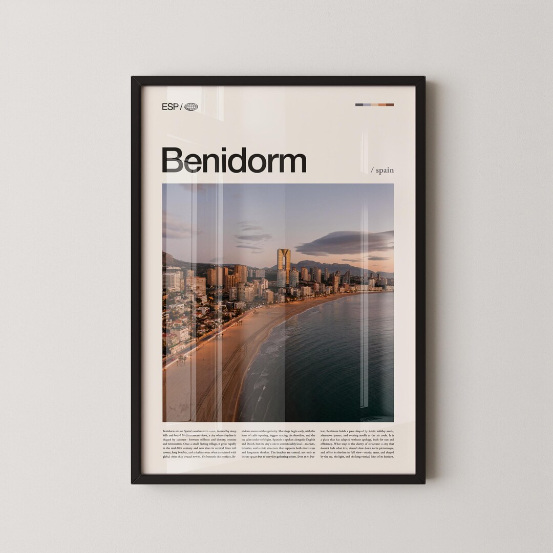 Benidorm Spain Wall Art, Coastal Skyline and Beach Print, Benidorm ...