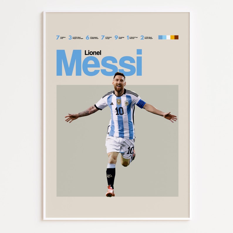 Lionel Messi Poster, Football Poster, Minimalist, Helvetica, Mid ...