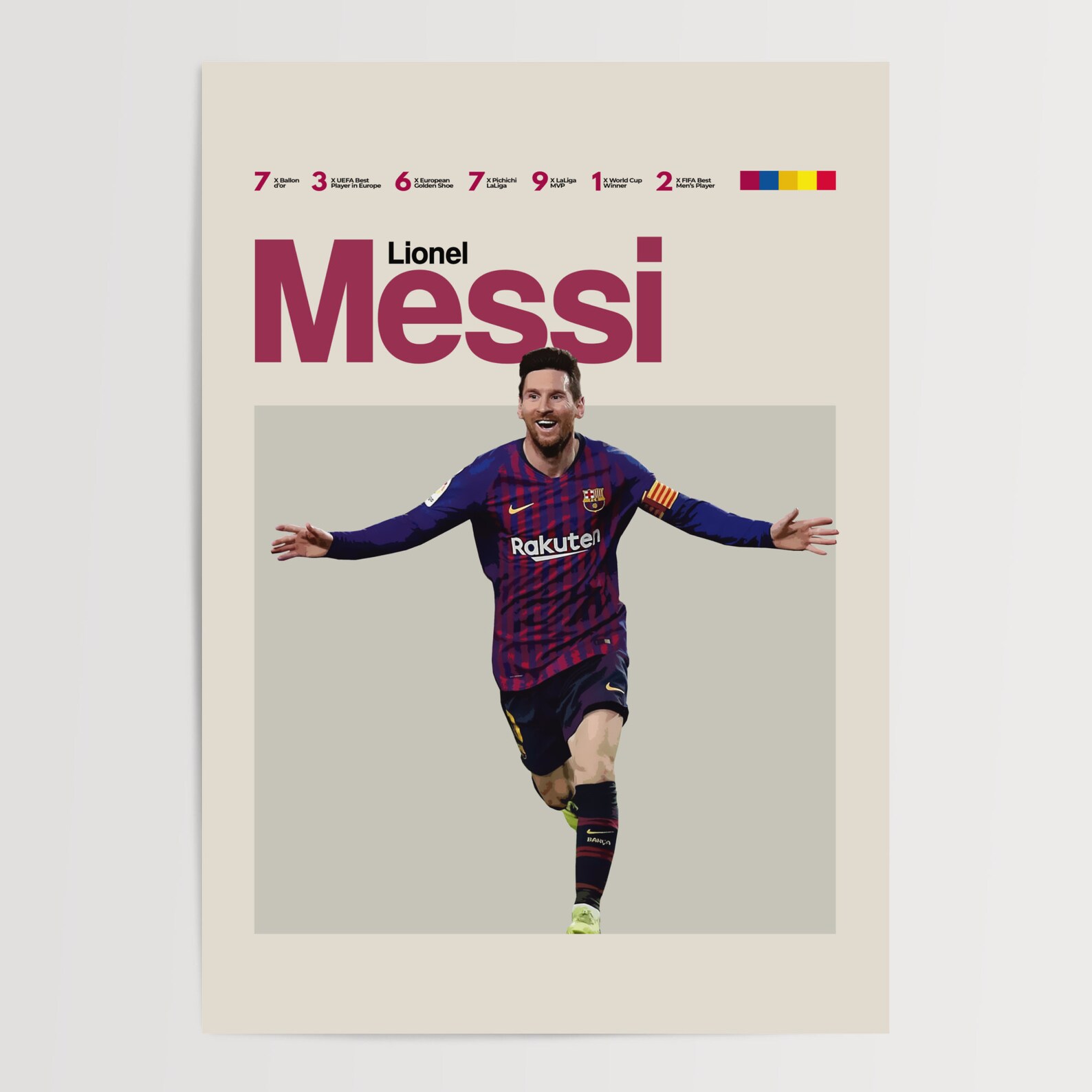 Lionel Messi Poster, Football Poster, Minimalist, Helvetica, Mid ...