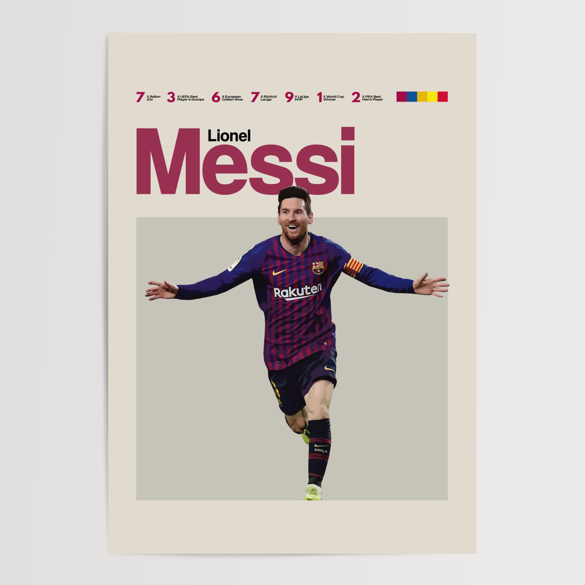 Lionel Messi Poster, Football Poster, Minimalist, Helvetica, Mid ...