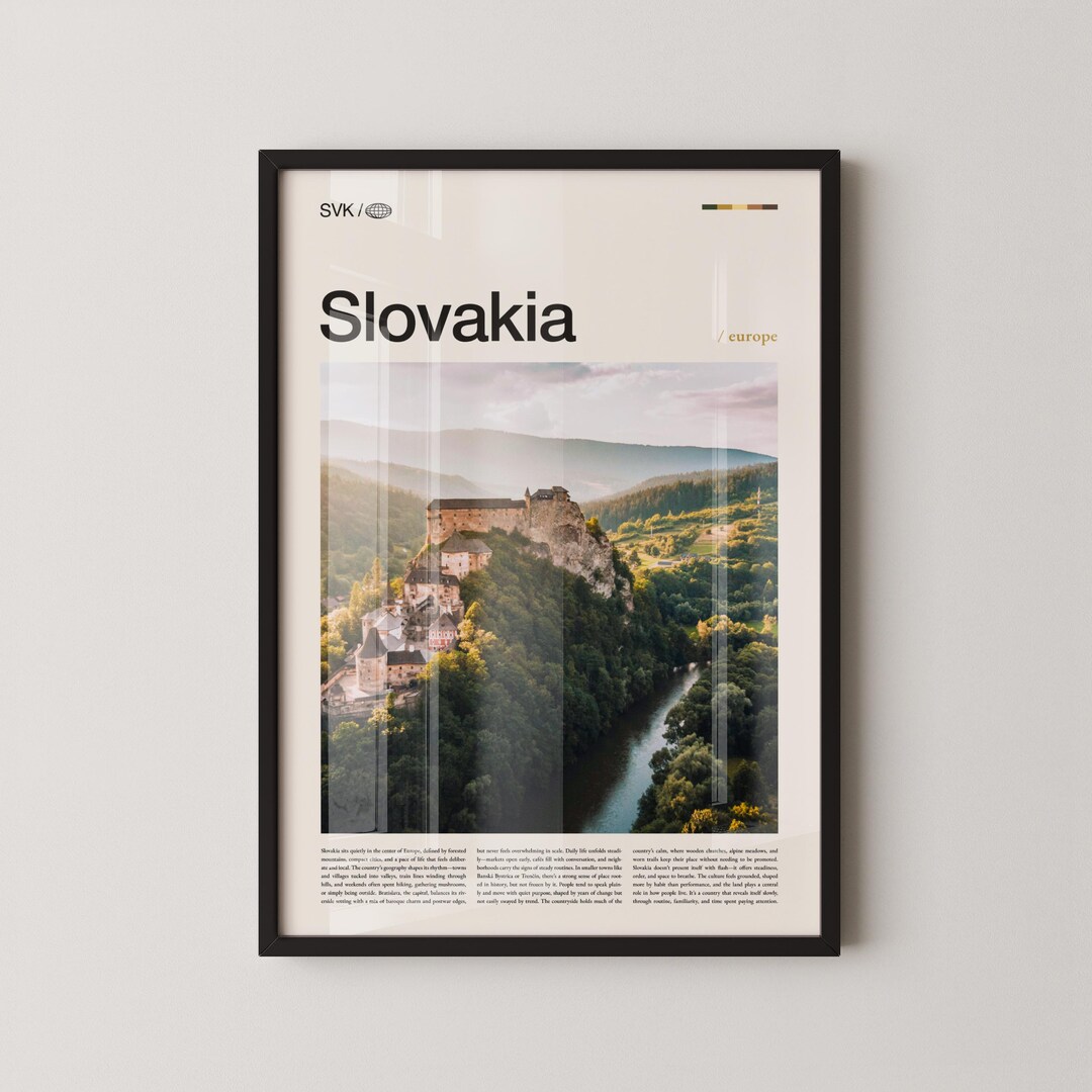 Slovakia Travel Poster, Tatra Mountains Castle Scenic Landscape Decor ...